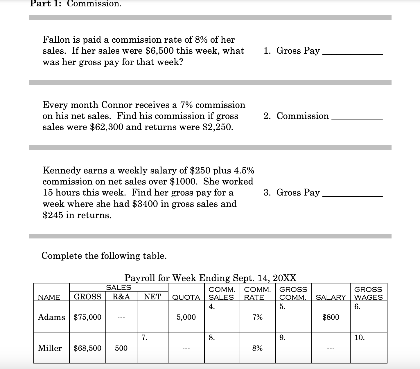 Solved For 1. (.08)(6,500)= $520.00 Gross Pay2. | Chegg.com