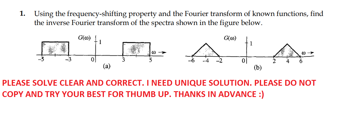 Solved 1. Using the frequency-shifting property and the | Chegg.com
