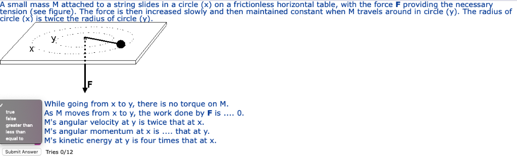 Solved A small mass M attached to a string slides in a | Chegg.com