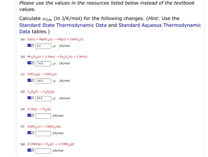 Solved Please use the values in the resources listed below | Chegg.com