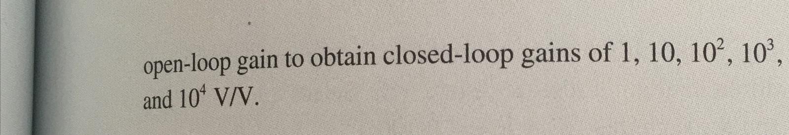 Solved open-loop gain to obtain closed-loop gains of 1, 10, | Chegg.com