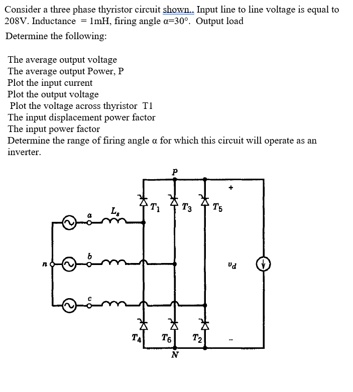 Solved Consider a three phase thyristor circuit shown.. | Chegg.com