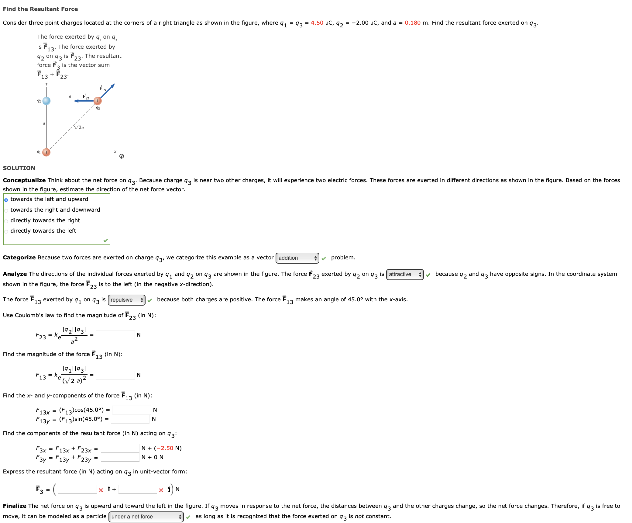 Solved Consider three point charges located at the corners | Chegg.com