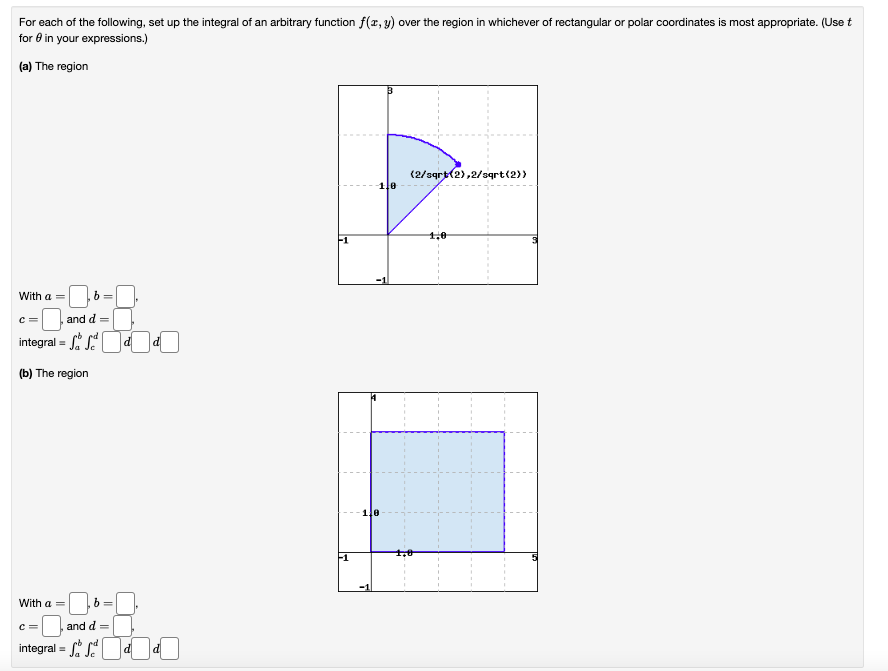 Solved For each of the following, set up the integral of an | Chegg.com