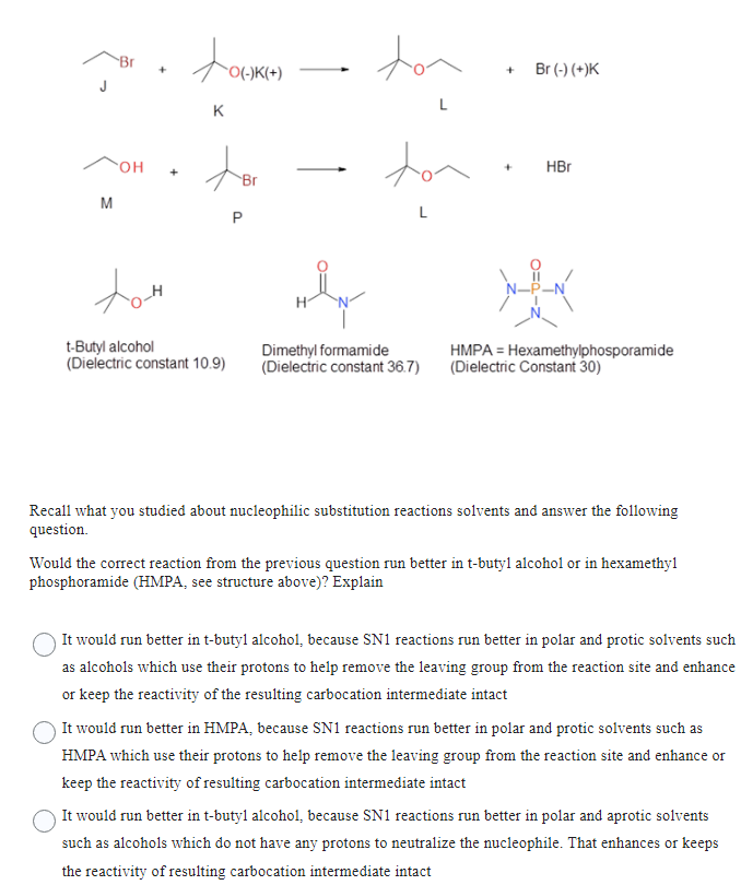 Solved JMKLP+Br(-)(+)KLt-Butyl alcoholDimethyl | Chegg.com