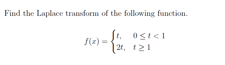 Solved Find the Laplace transform of the following function. | Chegg.com