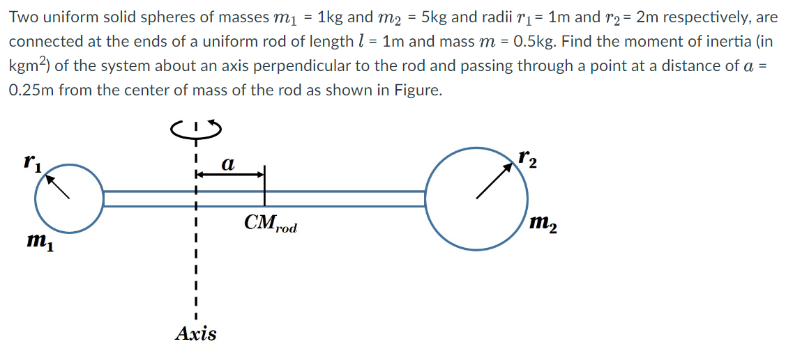 Solved Two uniform solid spheres of masses m1=1 kg and m2=5 | Chegg.com