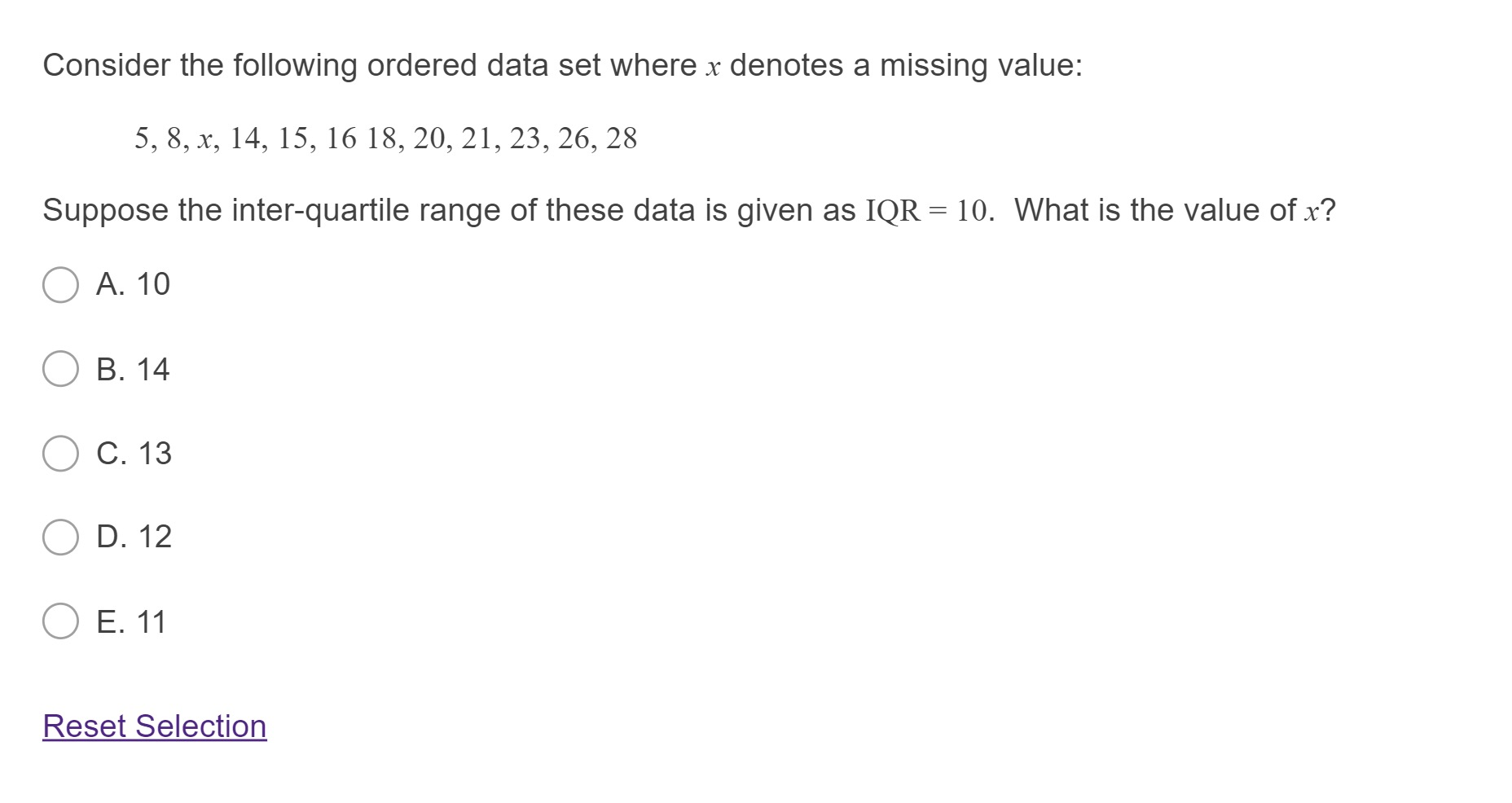 Solved Consider the following ordered data set where x | Chegg.com