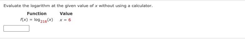 Solved Evaluate the logarithm at the given value of x | Chegg.com