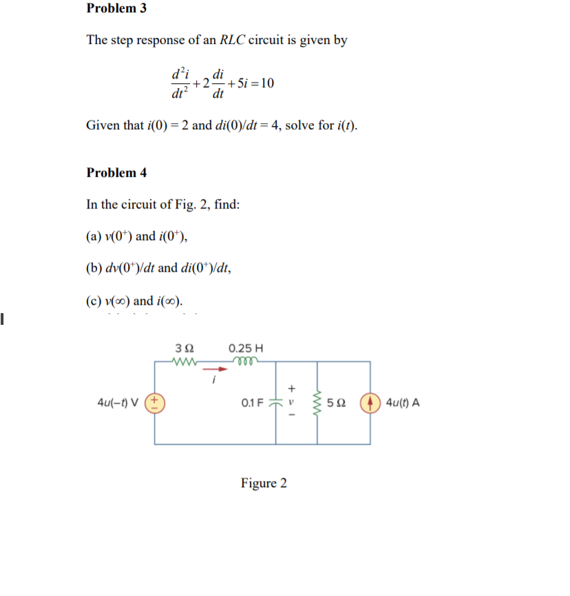 Solved Problem 3 The step response of an RLC circuit is | Chegg.com