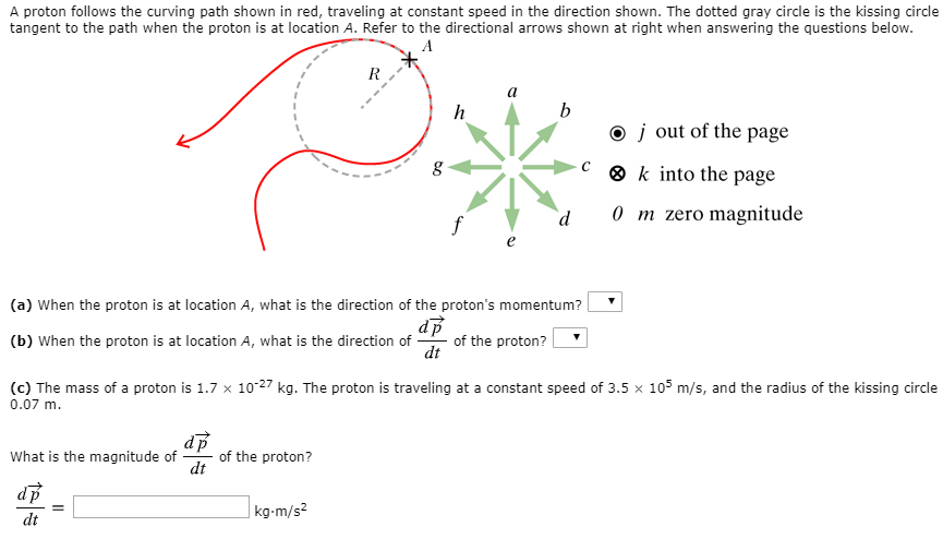 Solved A proton follows the curving path shown in red, | Chegg.com