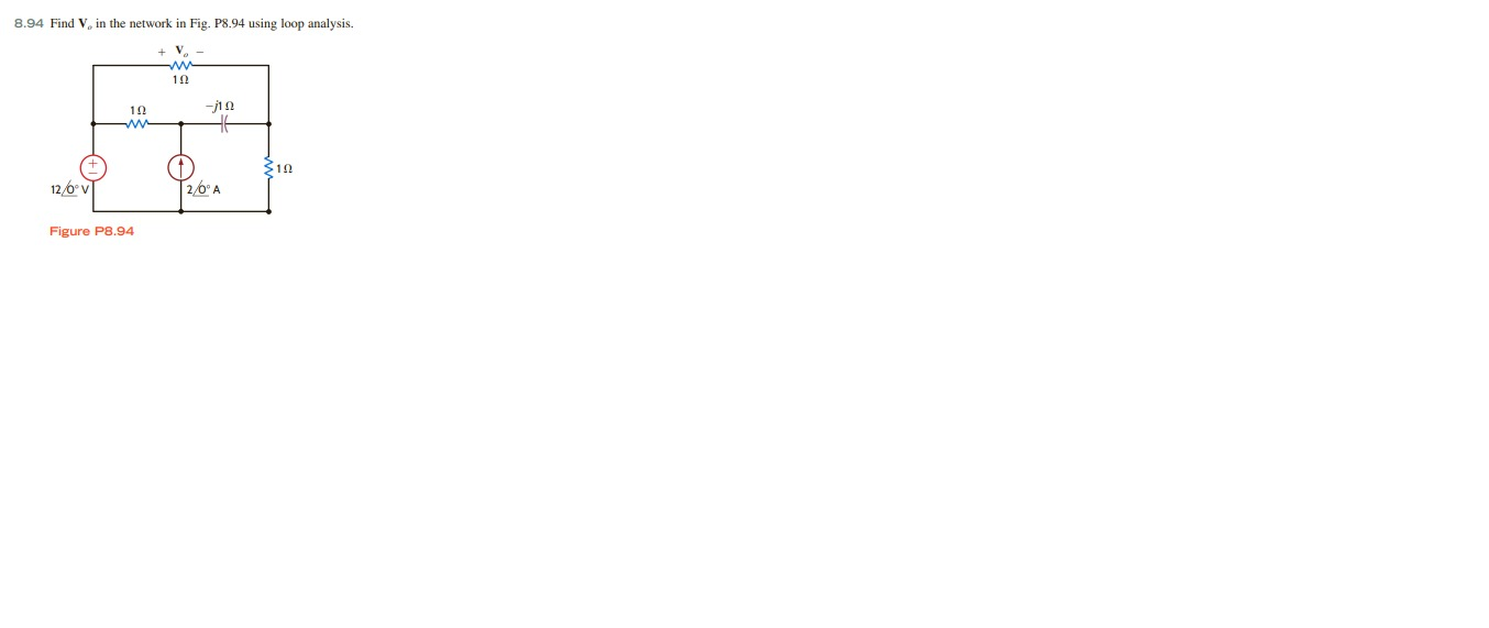 Solved 8.94 Find V, in the network in Fig. P8.94 using loop | Chegg.com