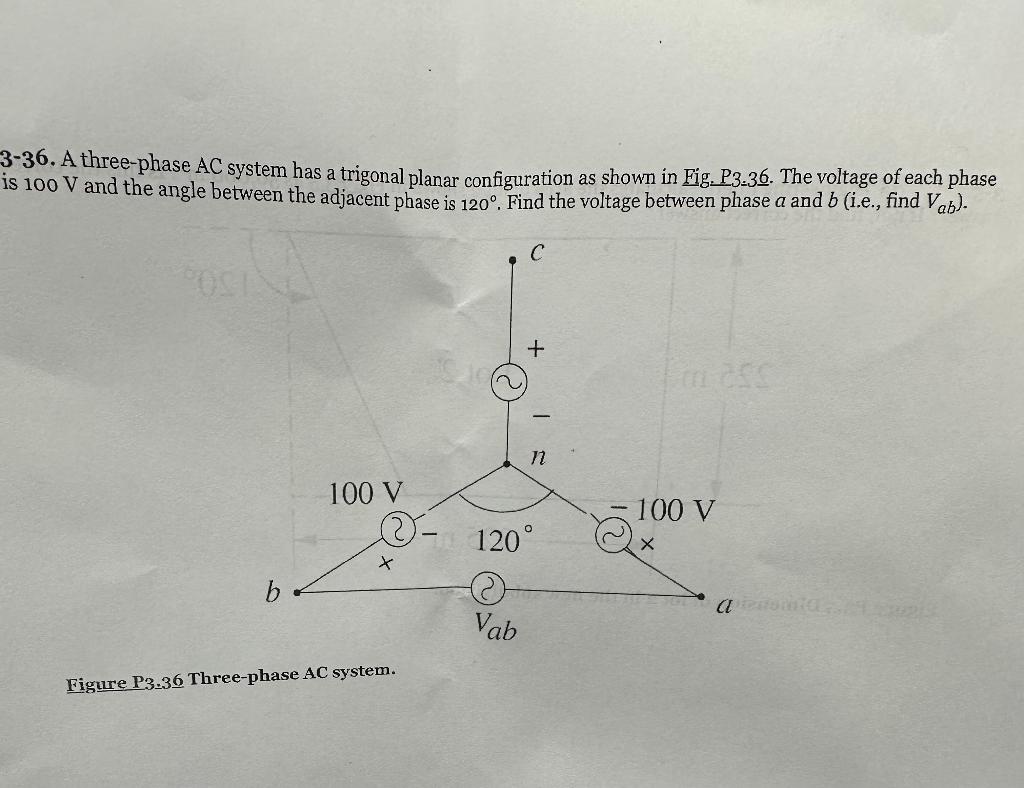 Solved 3-36. A three-phase AC system has a trigonal planar | Chegg.com