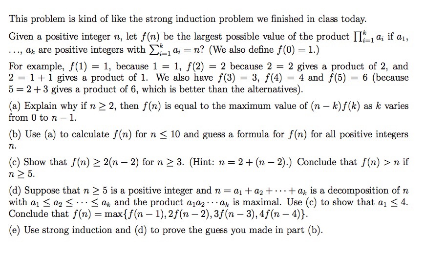 This problem is kind of like the strong induction | Chegg.com