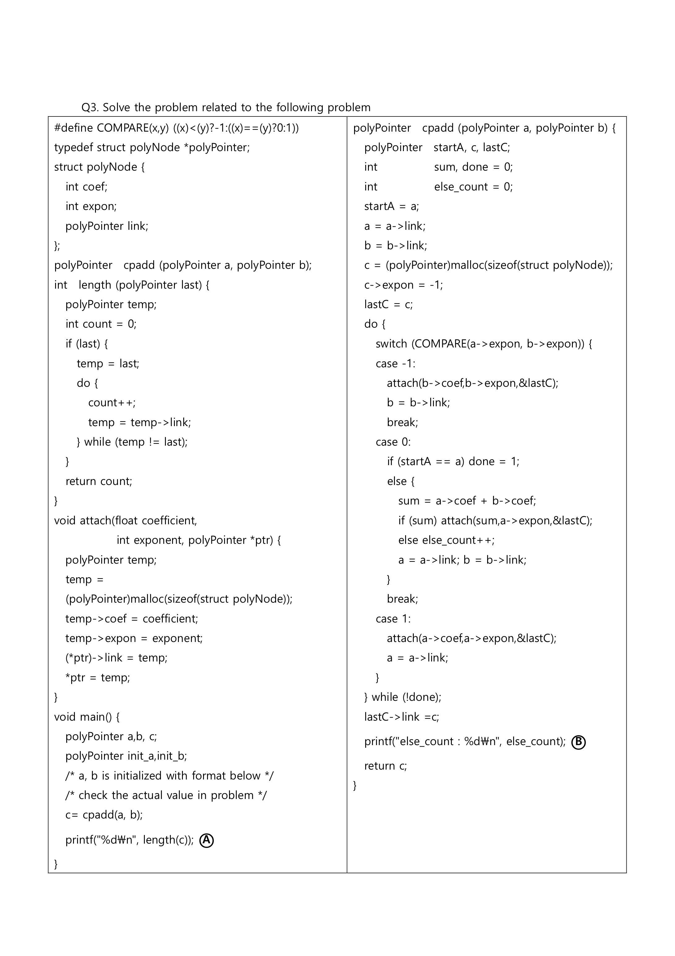 Solved Q3. Solve the problem related to the following | Chegg.com