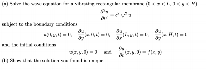 Solved (a) Solve the wave equation for a vibrating | Chegg.com