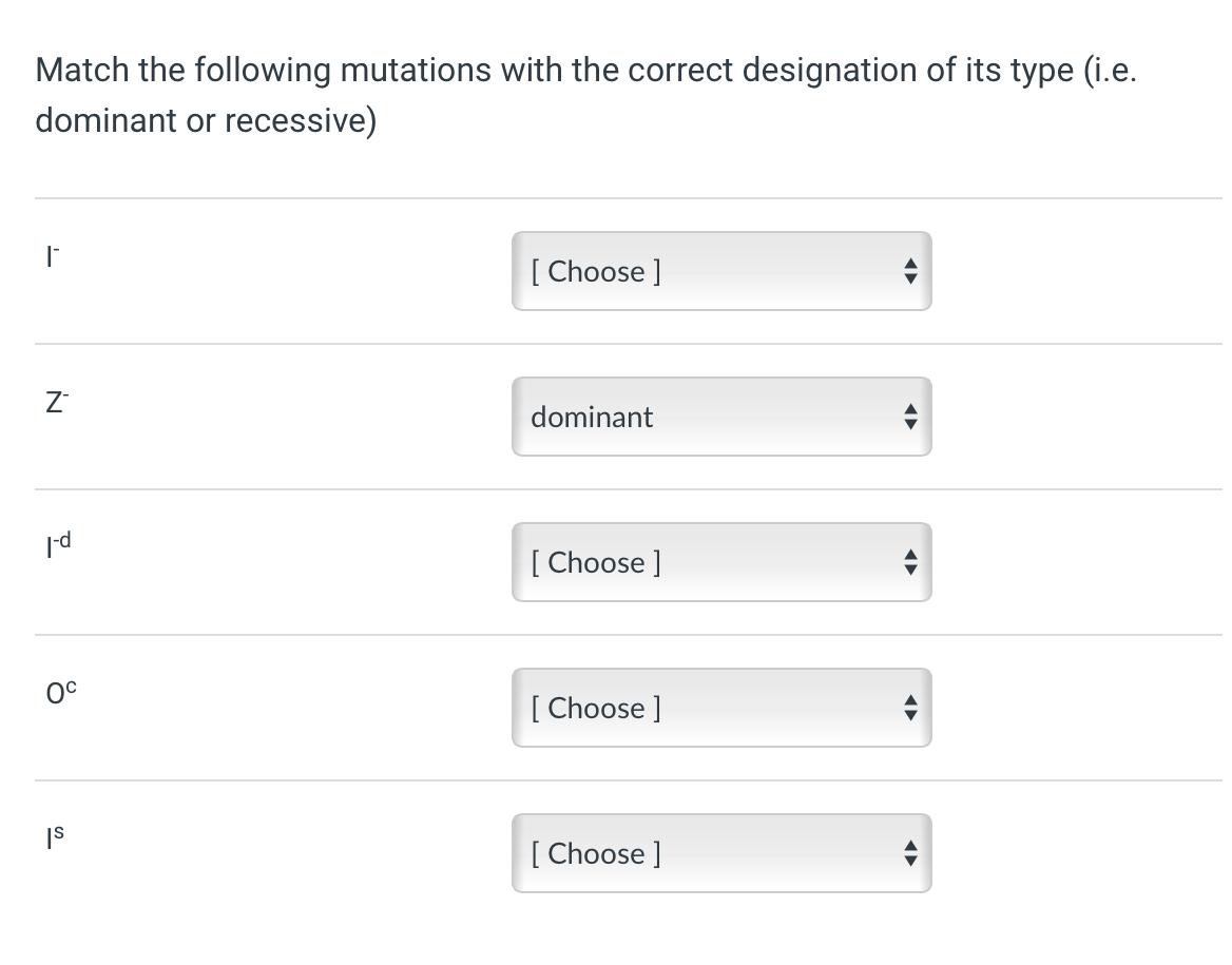 Match The Following Mutations With The Correct