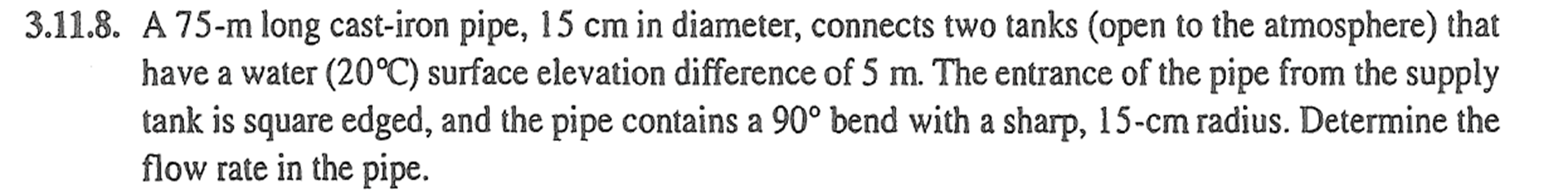 Solved 11.8. A 75-m long cast-iron pipe, 15 cm in diameter, | Chegg.com