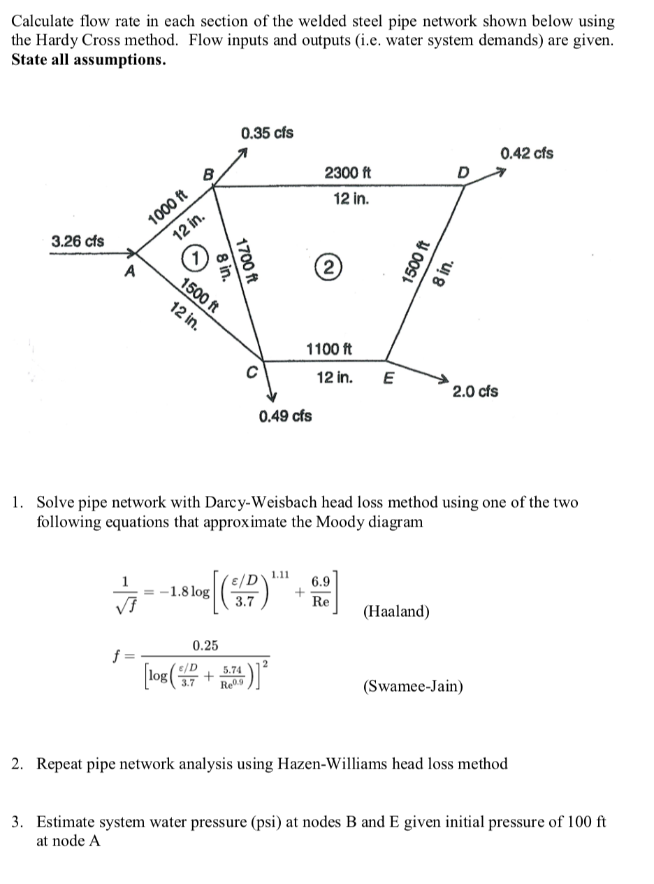 Calculate flow rate in each section of the welded | Chegg.com