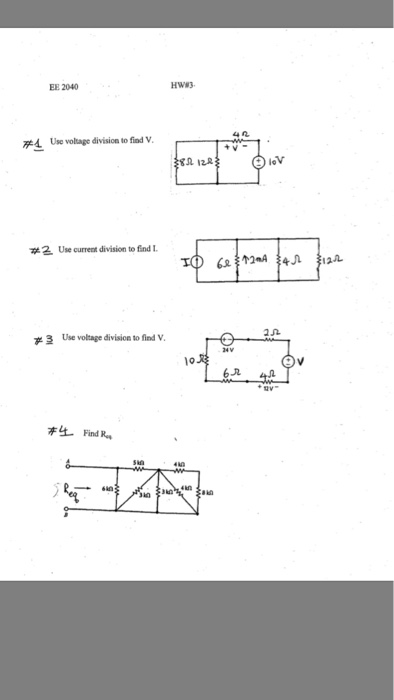 Solved Use voltage division to find V. Use current division | Chegg.com