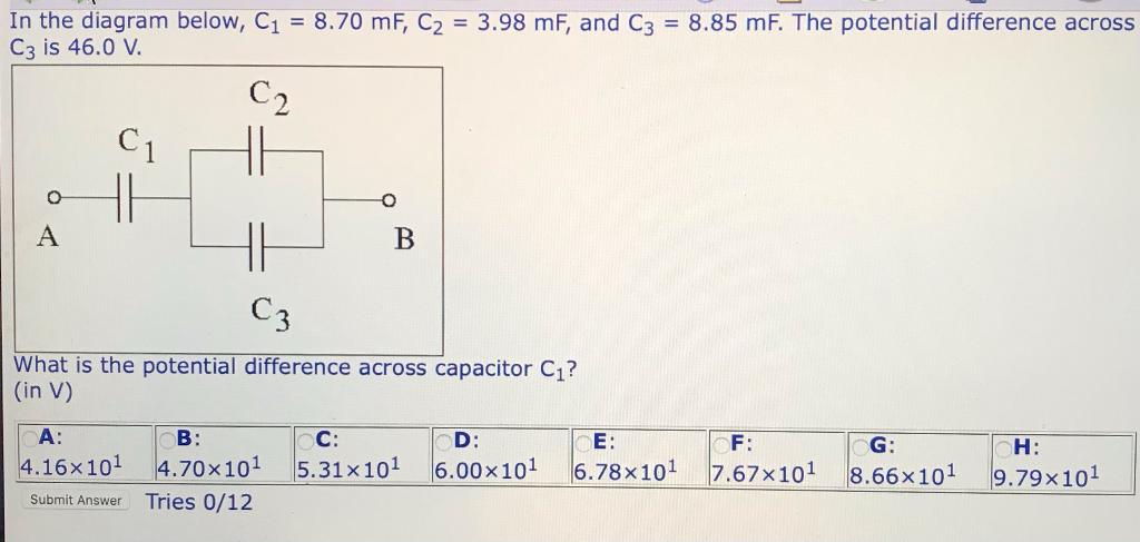 Solved In the diagram below, C1 = 8.70 mF, C2 = 3.98 mF, and | Chegg.com