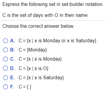 Solved Express the following set in set-builder notation. C | Chegg.com