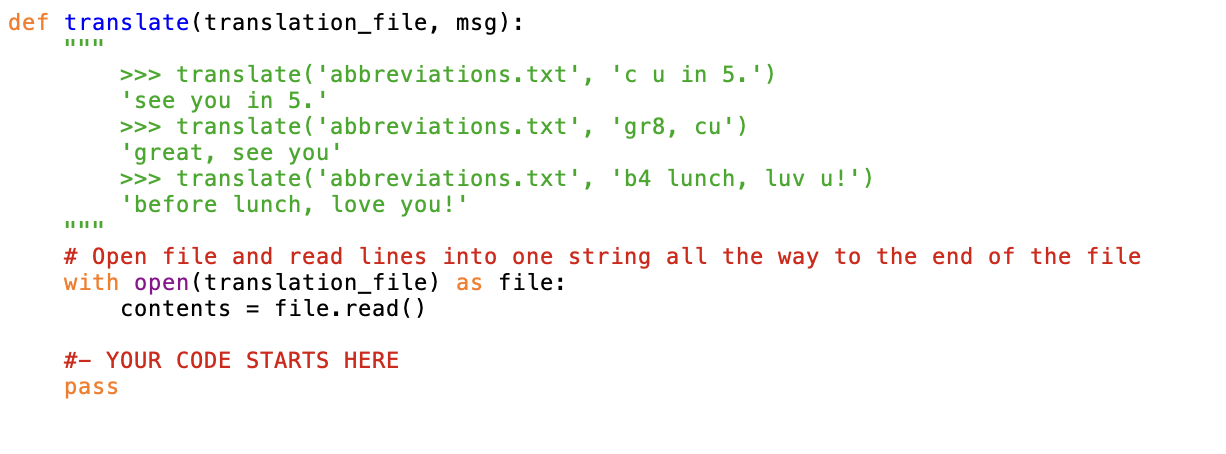 Solved Given a string translation_file that represents the | Chegg.com