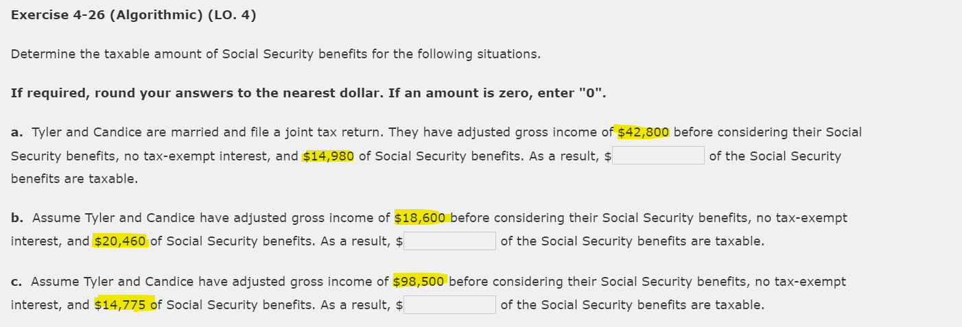 Solved Exercise 4-26 (Algorithmic) (LO. 4) Determine the | Chegg.com
