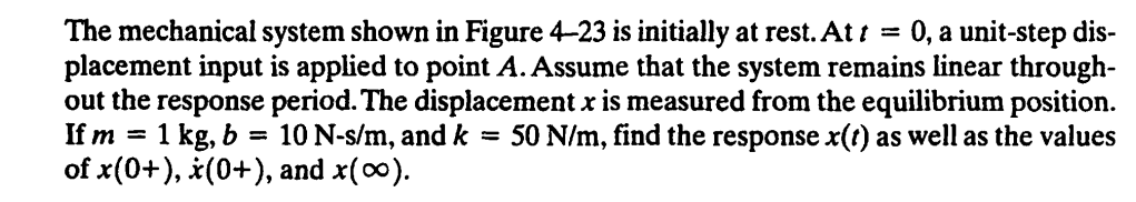 Solved The mechanical system shown in Figure 4_23 is | Chegg.com