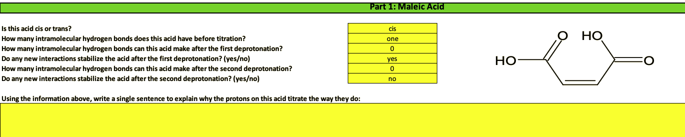 Solved Part 1: Maleic Acid cis one 0 HO Is this acid cis or | Chegg.com