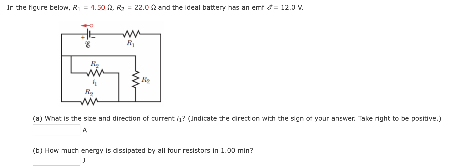 Solved In the figure below, R1=4.50Ω,R2=22.0Ω and the ideal | Chegg.com