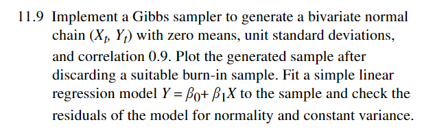 11.9 Implement a Gibbs sampler to generate a | Chegg.com
