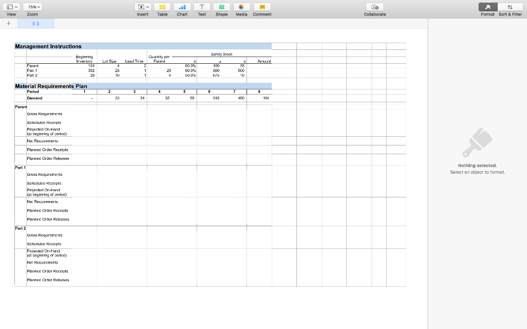 What is the Parent's Projected On-Hand Inventory for | Chegg.com