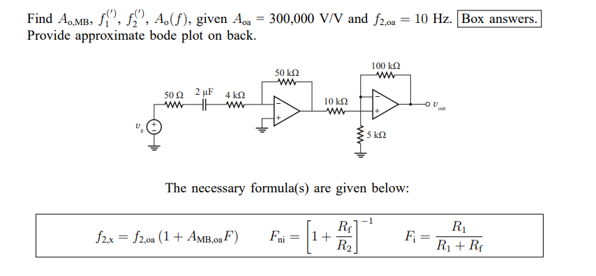 Solved Find Ao,MB,f1(′),f2(′),Ao(f), given Aoa=300,000 V/V | Chegg.com