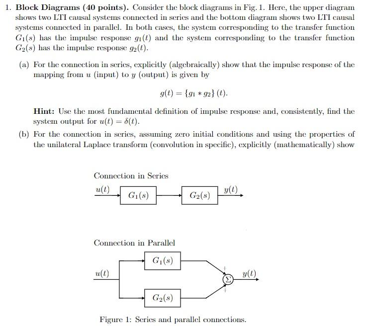 Solved 1. Block Diagrams (40 points). Consider the block | Chegg.com