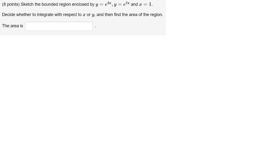 Solved (8 points) Find the area between the curves: y = x3 – | Chegg.com