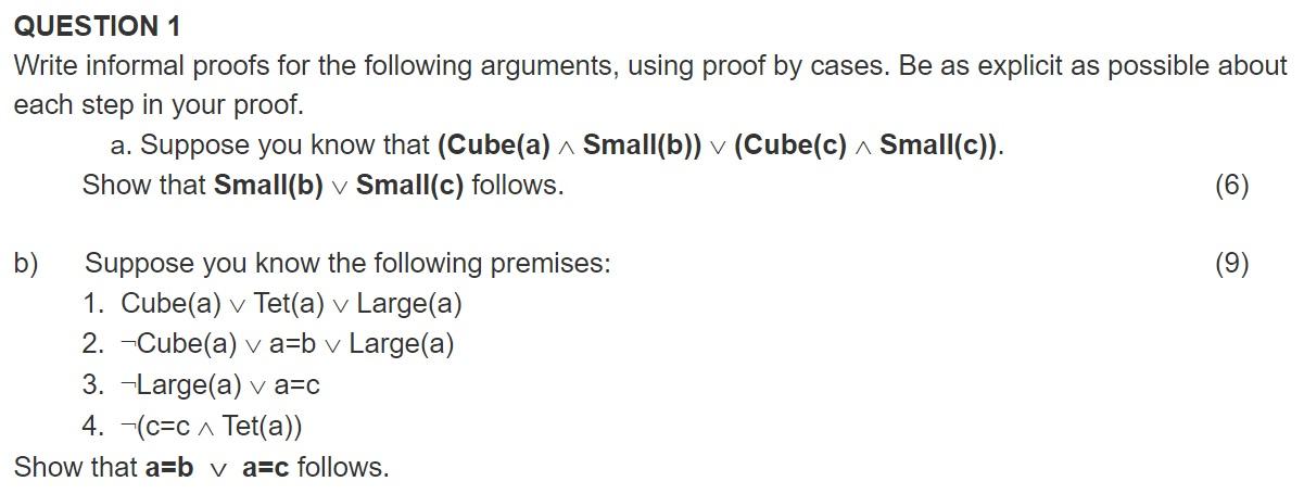 Solved QUESTION 1 Write informal proofs for the following | Chegg.com