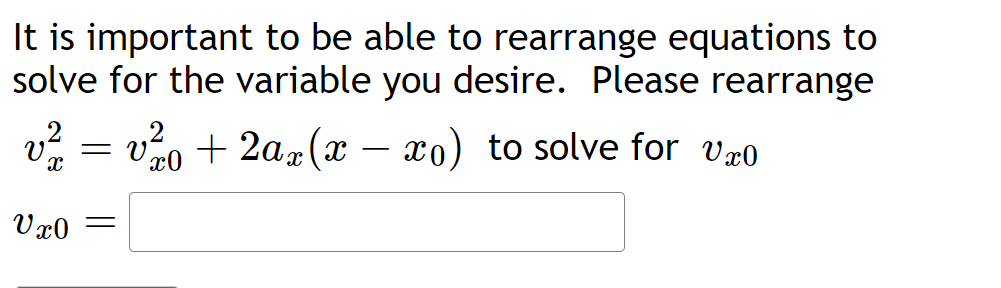 Solved It is important to be able to rearrange equations to | Chegg.com