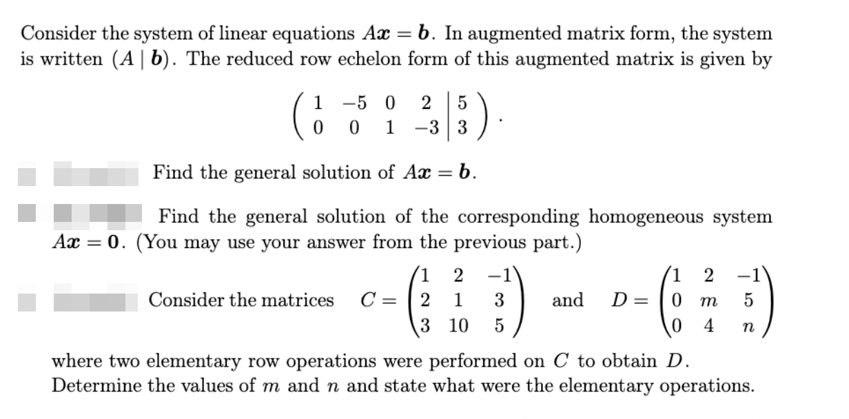 Solved Consider the system of linear equations Ax=b. In | Chegg.com