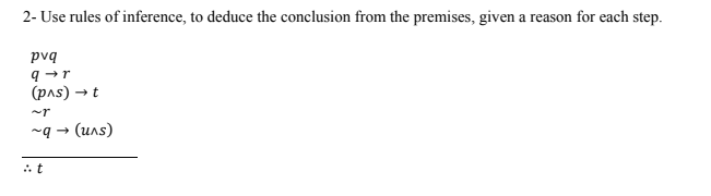 Solved 2- Use rules of inference, to deduce the conclusion | Chegg.com