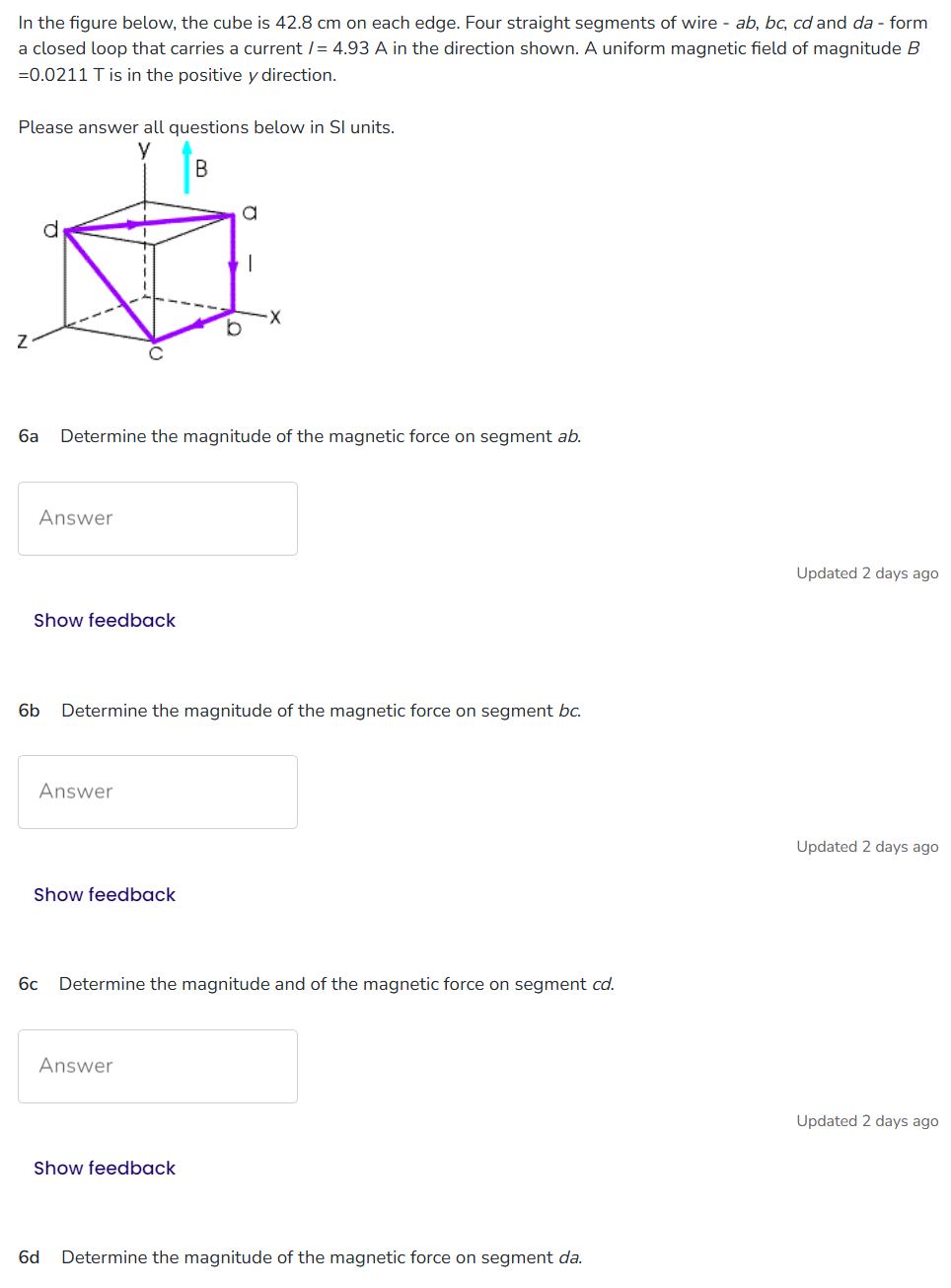 Solved In the figure below, the cube is 42.8 ﻿cm on each | Chegg.com