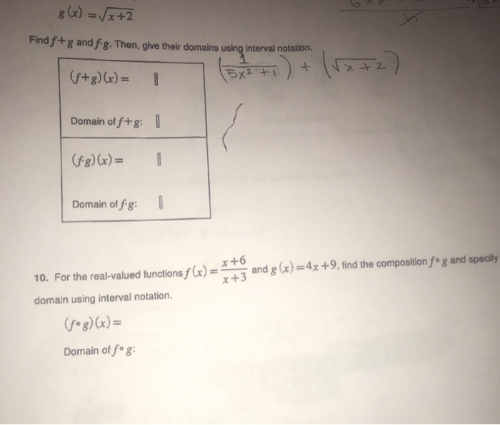 Solved Find f+ g and fg. Then, give their domains using | Chegg.com