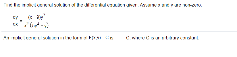Solved Find the implicit general solution of the | Chegg.com