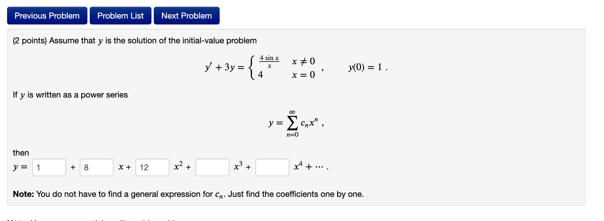 Solved Previous Problem Problem List Next Problem (2 points) | Chegg.com