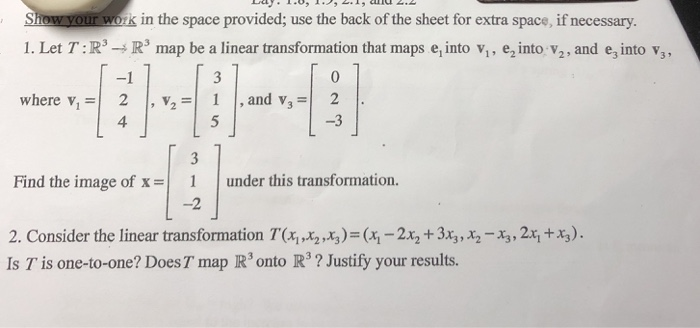 Solved 1. Let T: R^3 to R^3 map be a linear transformation | Chegg.com
