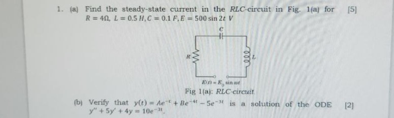 (a) Find the steady-state current in the RLC-circuit | Chegg.com
