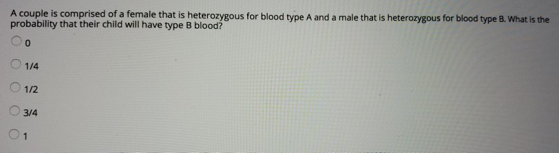 Solved If an individual heterozygous for Type A blood | Chegg.com