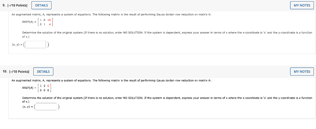 Solved An augmented matrix, A, represents a system of | Chegg.com