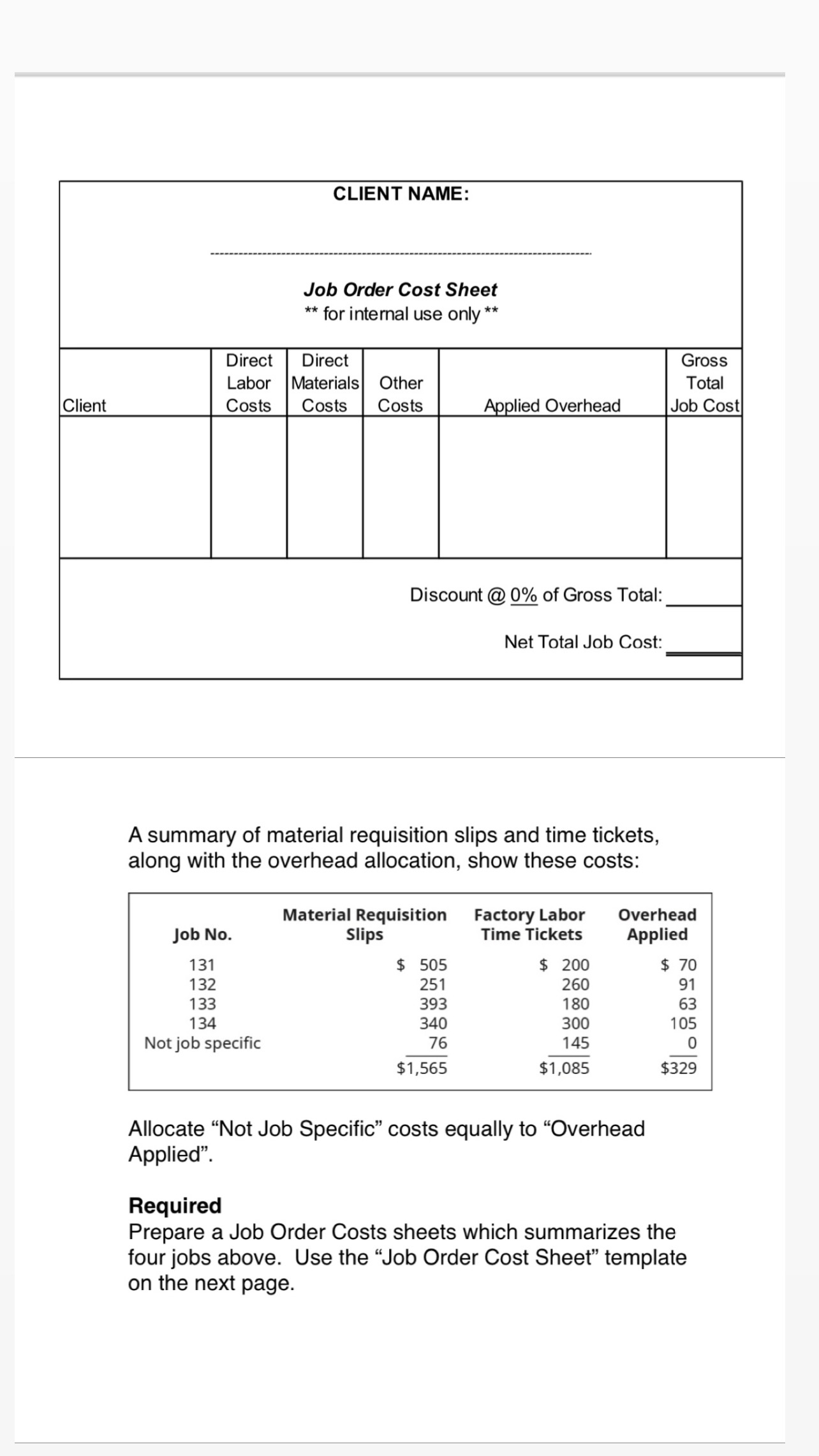 Solved CLIENT NAME:A summary of material requisition slips | Chegg.com