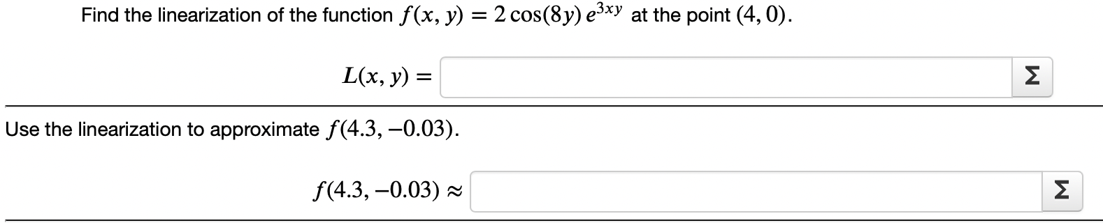 Solved Find the linearization of the function | Chegg.com